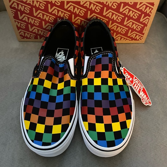 Shoes | Vans Rainbow Checkerboard Size 6m75w Nwt | Poshmark